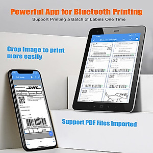 Tordorday Bluetooth Thermal Label Printer 4"×6", Wireless Shipping Label Printer for Shipping Packages, iPhone, Windows, Works with Amazon, UPS, USPS, FedEx, Silver Grey (RH40)