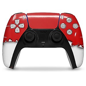 WraptorSkinz Skin Wrap compatible with Sony PS5 DualSense Controller Ripped Colors Red White (CONTROLLER NOT INCLUDED)