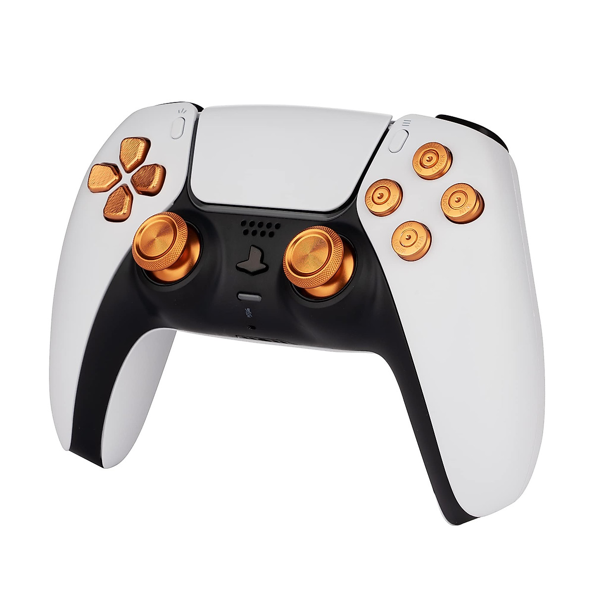 Avericht Metal ABXY Buttons Dpad Thumbsticks for PS5 Controller, Metal Aluminum Action Buttons & Dpad & Analog Stick Replacement Kit for PS5 Controller (Metal Gold)