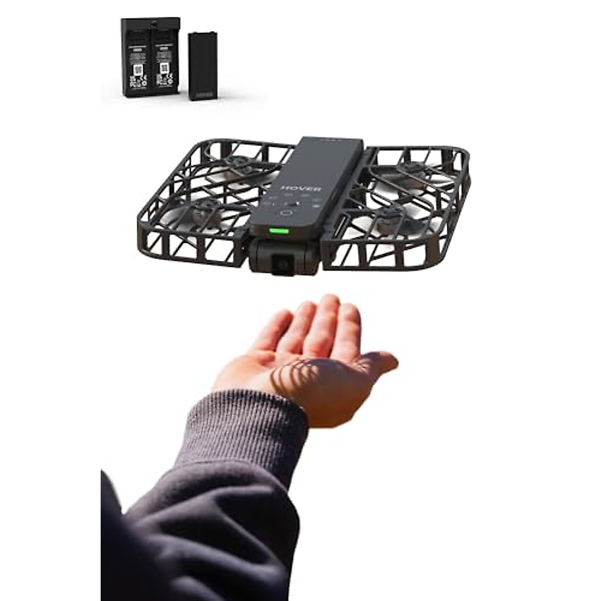 HOVERAir X1 Drone with Camera, Self-Flying Camera Drone with Follow Me Mode, Foldable Mini Drone with HDR Video Capture, Palm Takeoff, Intelligent Flight Paths, Hands-Free Control Black (Combo)