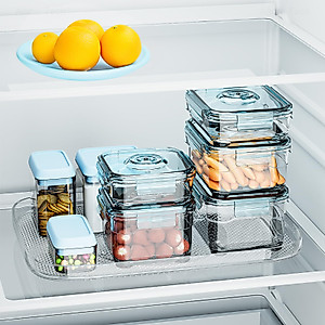 NiHome Rectangular Lazy Susan Organizer for Refrigerator, 360 Rotation Turntable, Premium PC Tray, Easy Installation, Multifunctional Organizer for Spices, Makeup & More (Large)