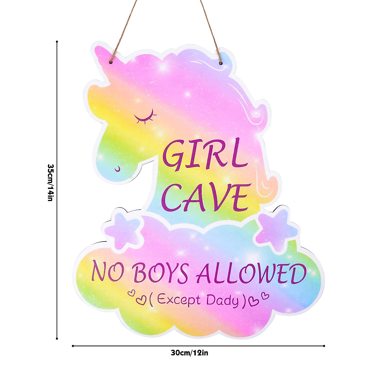 Girl Cave Sign, Men Cave Sign, Kids Room Decoration Unicorn Dinosaur Eco-friendly Wooden Kids Room Sign (Unicorn Girl Cave)