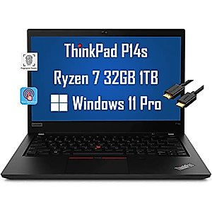 Lenovo ThinkPad P14s 14" FHD Touchscreen (AMD 8-core Ryzen 7 Pro 5850U, 32GB RAM, 1TB PCIe SSD) Mobile Workstation Laptop, Fingerprint Reader, Wi-Fi 6, Webcam, IST Computer HDMI, Windows 11 Pro