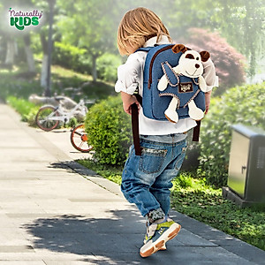 Naturally KIDS Dog Toddler Backpack, Dog Stuffed Animals, Stuffed Dog for Toddlers Boys Girls