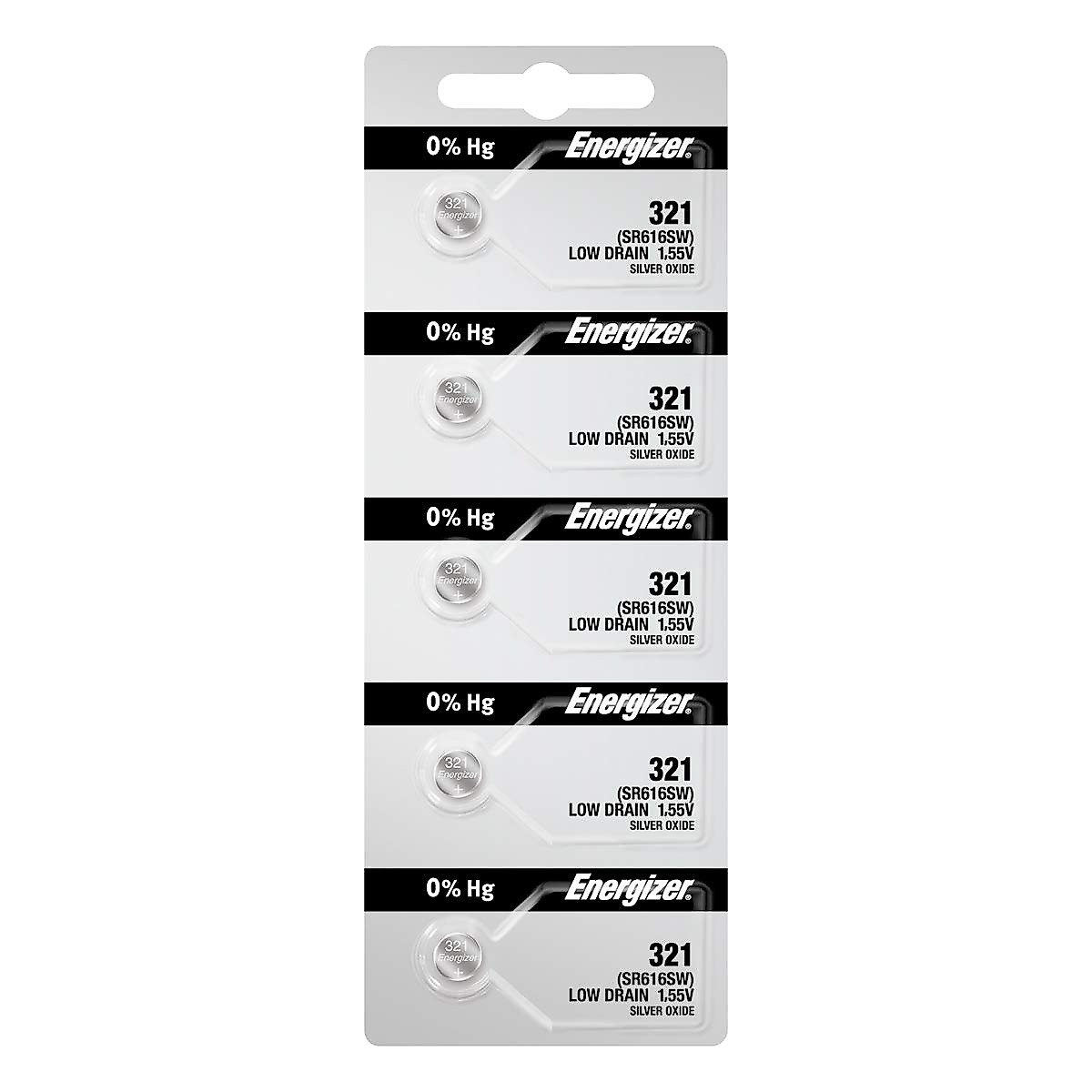 5 321 Energizer Watch Batteries SR616SW Battery Cell (5 Batteries Per Pack)
