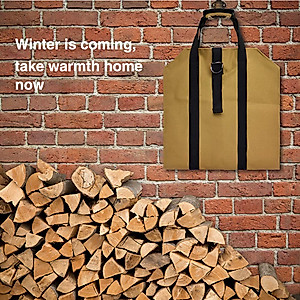 SYNTRIFIC Canvas Fireplace Carrier Log Tote Bag Indoor 40"x19" Firewood Totes Holders Fire Wood Carriers Carrying for Outdoor Waxed Durable Fireplace Wood Stove Accessories