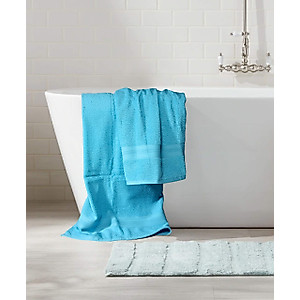 BOUTIQUO 8 Piece Towel Set 100% Ring Spun Cotton, 2 Bath Towels 27x54, 2 Hand Towels 16x28 and 4 Washcloths 13x13 - Ultra Soft Highly Absorbent Machine Washable Hotel Spa Quality - Turquoise Blue