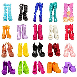 BARWA 10 Pairs Doll Shoes Accessories for Doll Fashion High Heels Sandals Boots Shoes Pack