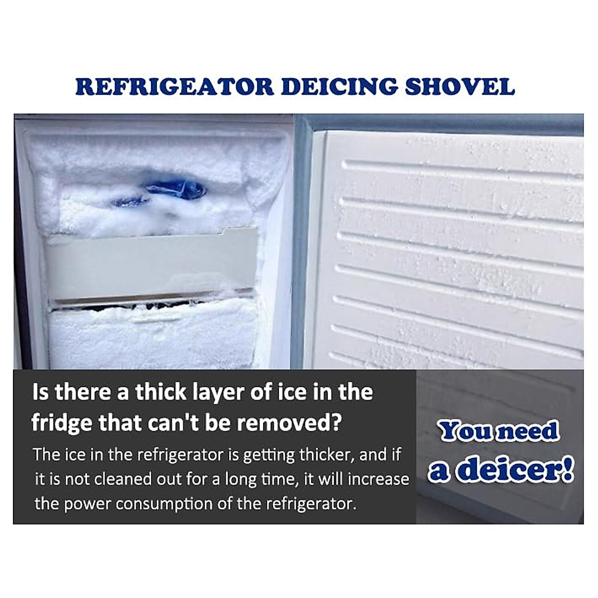 AKOAK Refrigerator Deicer, Freezer Cleaning Spatula Stainless Steel Defrost Spatula, Deicing Cleaning Gadget - Effectively Extend Refrigerator Life, Pack of 1 (Pink)