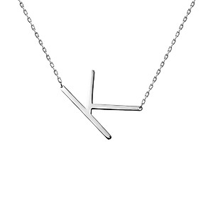 WIGERLON Stainless Steel Initial Letters Necklace for Women Color Gold and Silver from A-Z Letter Letter K color Sliver