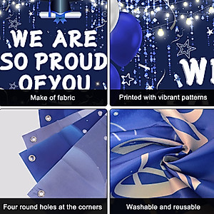 Pongime Graduation Party Decorations 2024, We Are So Proud Of You Decorations for Men Women, Navy Blue Silver Graduation Decorations Congrats Class of 2024 Banner Grad Party Supplies Balloons Arch Kit