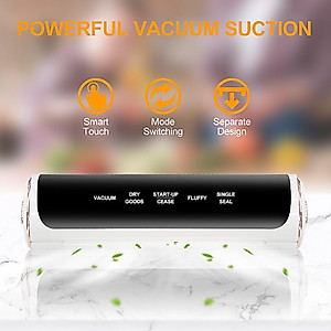 【1s Sealing】Uluck Food Saver Vacuum Sealer Machine ，80Kpa Automatic Food Sealers Vacuum Packing Machine, 4 in 1 Vacuum/Single Sealing & Dry/Fluffy Vacuum Sealer Machine with 10 Seal Bags