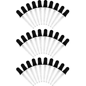 eBoot Plastic Transfer Pipettes Eye Droppers for Lab Science Art Essential Oil with Silicone Bulb (30)