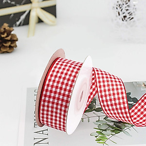 Fabric Ribbons Red and White Plaid Ribbon for Crafts, Grosgrain Striped Ribbon for Gift Wrapping, 1 Inch Organza Polka Dot Ribbon, 30 Yard
