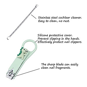 Dinosaur Nail Clippers Ultra Sharp Sturdy Nail Cutters with Ear Pick Dinosaur Keychain Set Gift-Dinosaur