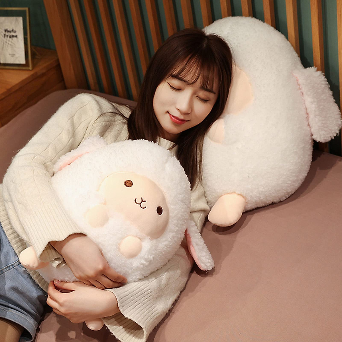 TONGSONG 12 Inch Plush Sheep Stuffed Animal Sheep Hugging Pillow Cuddly Lamb Pillow Plushies Toy Lamb Huggable Anime Gifts for Kids and Lovers in Birthday, Valentines, Christmas, Thanksgiving Day...