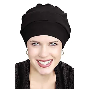 Headcovers Unlimited 100% Cotton Three Seam Turban | Chemo Turbans for Cancer Patients Black