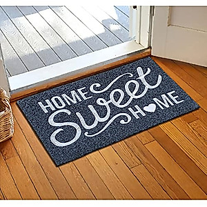 AAZZKANG Front Door Mat Non Slip Welcome Mats Outdoor Home Sweet Home Doormat with Rubber Backing Easy to Clean Indoor Mats for Entrance High Traffic Areas Entry Grey