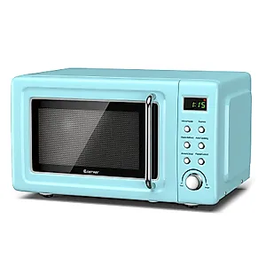 Moccha Compact Retro Microwave Oven, 0.7Cu.ft, 700-Watt Countertop Microwave Ovens w/5 Micro Power, Delayed Start Function, LED Display, Child Lock (Green)