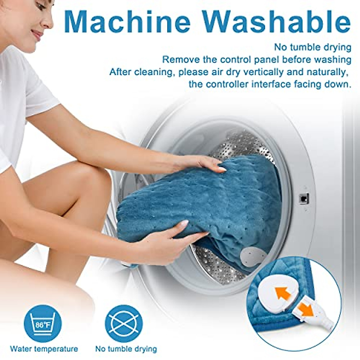 Weighted Heating Pad - 2.2lb Large Electric Heated Pad,with 6 Temperature Levels,with 4 Kinds of time Automatic Shutdown,Fast-Heating Technology for Waist/Abdomen/Neck Pain and Cramps Relief,12''×24''