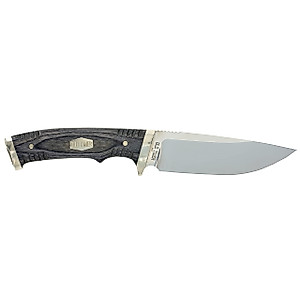 Old Timer Heritage Series 169OT 10.25in Fixed Blade Knife with Stainless Steel Drop Point Blade, Laminate Wood Handle, Full Tang Design, and Leather Sheath for Hunting, Camping, EDC, and Outdoors