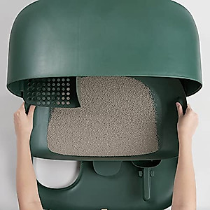 MS Cat Litter Box for Easier Handling of Cat Litter, Enclosed Design, Easy to Clean, Prevent Sand Leakage, Easy Assembly and Large Space, with Cat Litter Scoop (Moss Green)