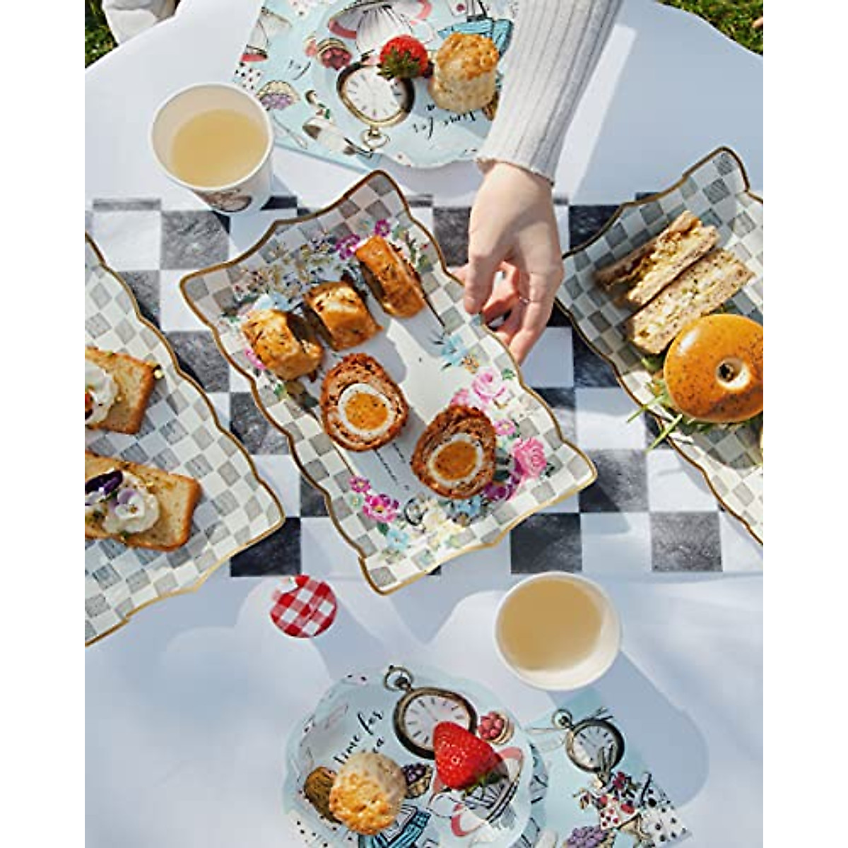 Talking Tables Truly Alice Food Serving Platter 12" x 7.5" a Tea Party Birthday, Multicolor