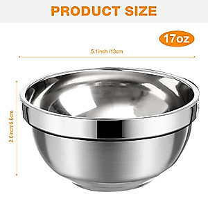 20 Pcs Stainless Steel Bowls Set 17 oz Double Walled Insulated Soup Bowls Snack Metal Bowl for Ice Cream Salad Noodles Sauces Serving, Easy to Clean, 5.1 x 2.6 Inch