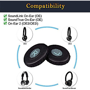 SOULWIT Ear Pads Cushions Replacement for Bose On-Ear 2 (OE2 & OE2i)/ SoundTrue On-Ear (OE)/ SoundLink On-Ear (OE) Headphones, Earpads with Softer Leather, Noise Isolation Foam