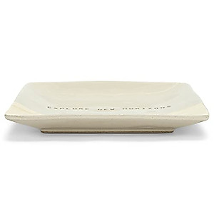 Demdaco Explore New Horizons Sandy Brown 6 x 6 Stoneware Decorative Serving Plate with Spreader