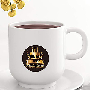 Black Golden Happy Birthday Stickers,Gold Foil Birthday Round Sticker Seals Labels for Birthday Gifts Bags Box Celebration Envelope Sealing, Gift Wrap Decorations