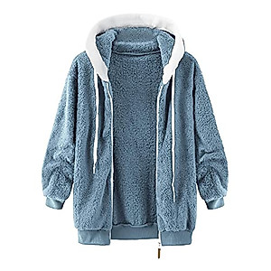 Winter Coats for Women Fashion,Scrub Jackets for Women Puff Sleeve Kawaii Teen Girls Hoodies Tops Aesthetic Plus Size Packable Pea Coat Blazer Heated Jackets for Women Blue