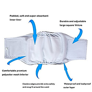 Teamoy Reusable Wrap Diapers for Male Dogs, Washable Puppy Belly Band Pack of 3 (M, 13"-16" Waist, Black+ Gray+ Lake Blue)