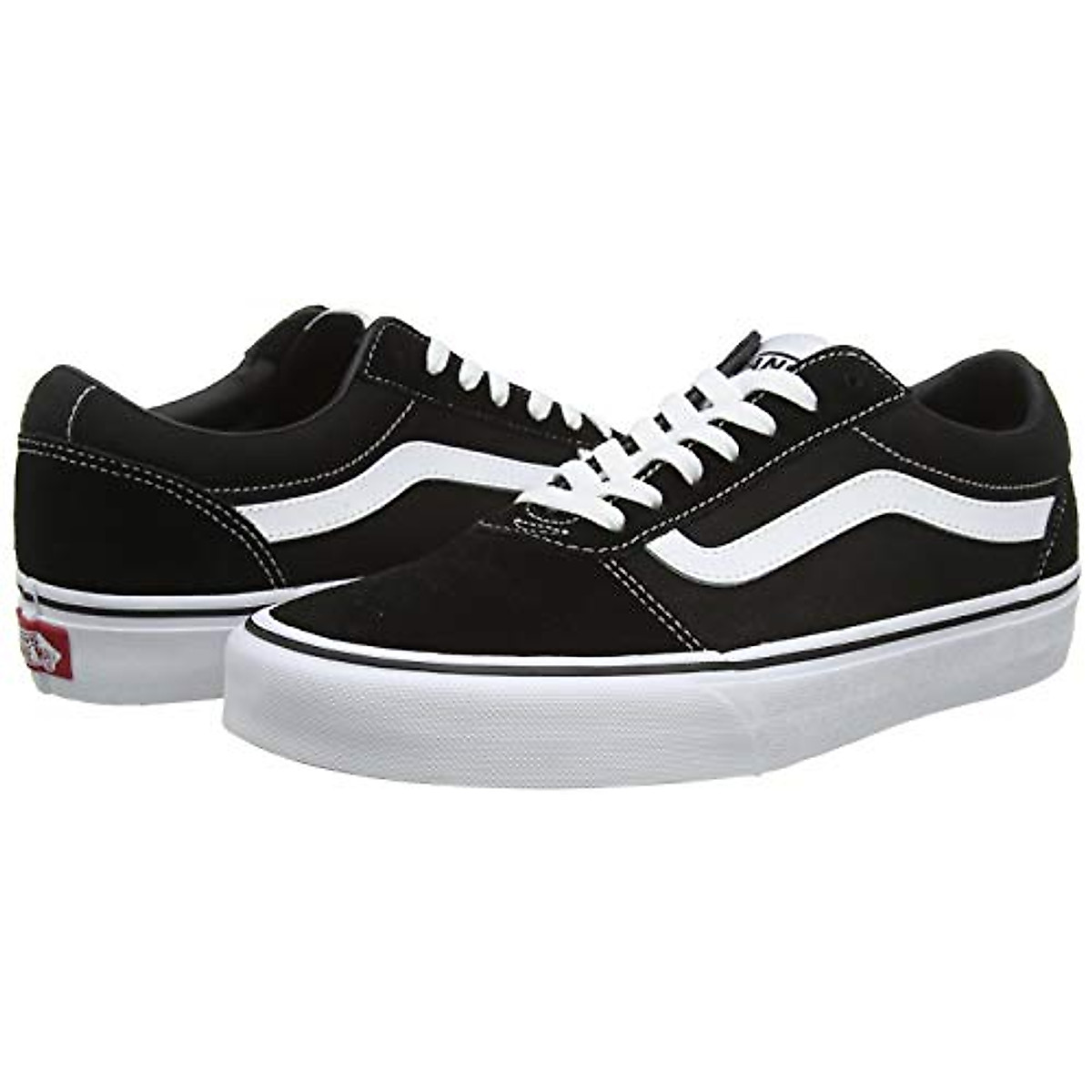 Vans Men's Ward Sneaker, Black Suede Canvas Black White C24, 14