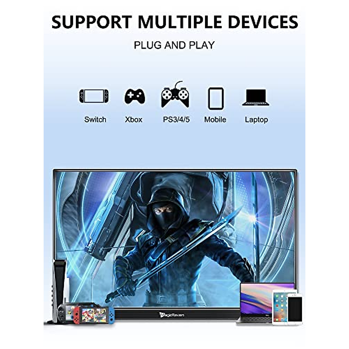 MAGICRAVEN 2.5K Portable Monitor, 17.3 Inch 1440P IPS Laptop Monitor, Dual USB C HDMI Second Computer Screen, VESA Gaming Display with 2 Speakers, Travel Monitor for Laptop PS4/5 PC Phone Xbox Switch