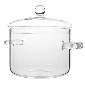 DOITOOL Glass Saucepan Heat Resistant: 1900ml Glass Cooking Pot with Cover Nonstick Soup Pot Sauce Pan for Soup Pasta Noodle Baby Food Transparent