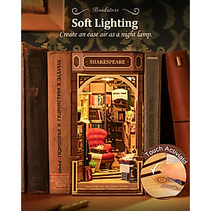 Rolife DIY Book Nook Kit 3D Wooden Puzzles for Adults 8.6" Bookstore Miniature House Kit Booknook Bookshelf Insert Decor with LED Lights Craft Kits Unique Gifts for Him Her