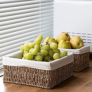 FairyHaus Wicker Baskets, Water Hyacinth Baskets 3pack & Seagrass Storage Baskets 3pack