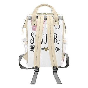 CUXWEOT Personalized Sister Diaper Bag Backpack with Name Custom Mommy Nursing Baby Bags Nappy Bag Casual Travel Daypack for Mom Girl Gifts