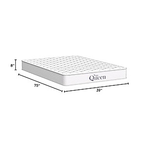 NapQueen 8 Inch Innerspring Twin Size Medium Firm Memory Foam Mattress, Bed in a Box, White