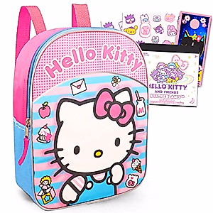 Hello Kitty Preschool Backpack - Bundle with 11” Hello Kitty Mini Backpack, Hello Kitty Stickers, More - Hello Kitty School Backpack for Girls Toddler Kids