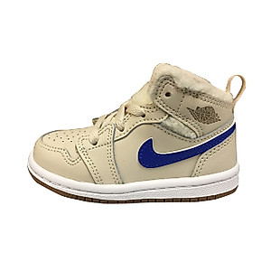 Jordan Baby Girl's 1 Mid Utility (Infant/Toddler) Pearl White/Racer Blue/Dark Driftwood 9 Toddler M