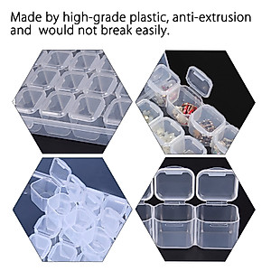 28 Grids Jewelry Storage Organizer, Clear Plastic 28 Slots Adjustable Tablet Organizer Jewelry Storage Organizer Box Container for Beads Earrings Storage Pills Jewelry, 6.9 x 4.3 x