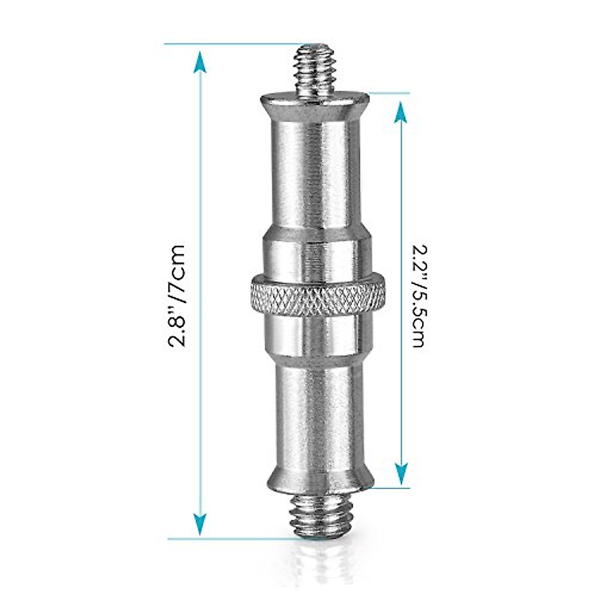 Neewer 2 Pieces Standard 1/4 to 3/8 inch Metal Male Convertor Threaded Screw Adapter Spigot Stud for Studio Light Stand, Hotshoe/Coldshoe Adapter, Ball Head, Wireless Flash Receiver, Trigger