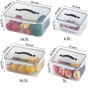 MueJah Food Containers Set with Lids, Buckle Sides & Handle, Refrigerable & Microwaveable, 9.9Ibs/15Ibs/23Ibs/32Ibs Capacity Airtight Organizers Storage Boxes