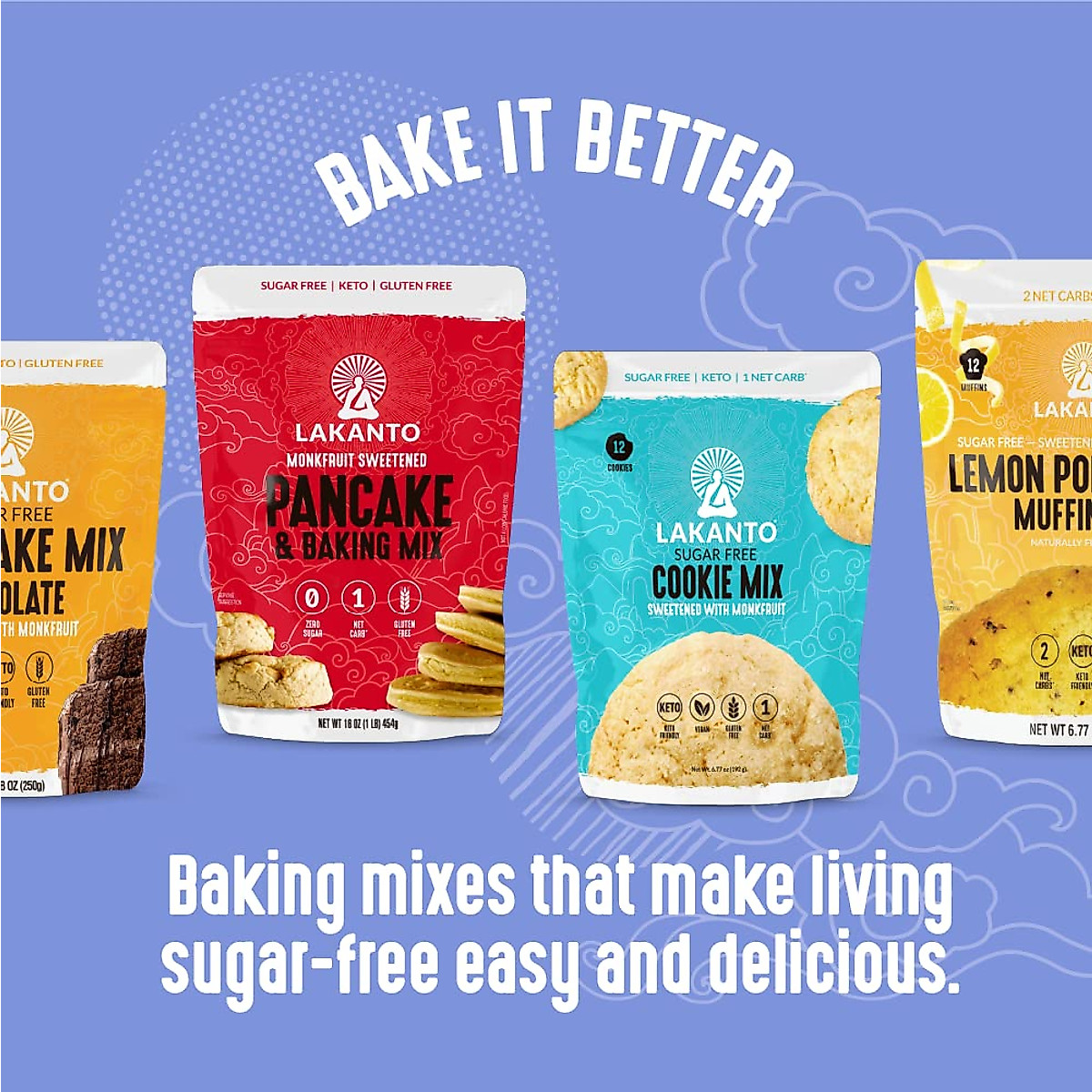 Lakanto Blueberry Coffee Cake Mix - Sweetened with Monk Fruit Sweetener, Keto Diet Friendly, Gluten Free, 3 Net Carbs (13.7 oz)