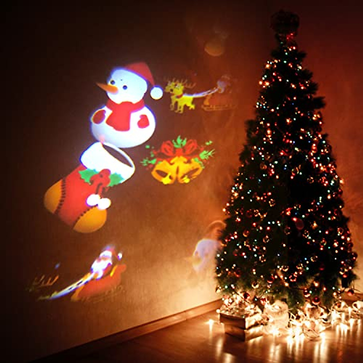 Christmas Halloween Light Projector with 16 Themes, LANGTU Outdoor Indoor Snowflake Rotating Projector Lamp, Waterproof Landscape Decorative Lighting for Garden Party New Year Xmas
