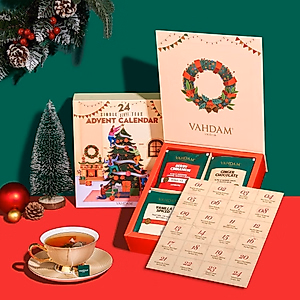 Limited Edition - Advent Calendar 2024 Tea Bags 24 Unique Flavors - Luxury Holiday Gift Box | Christmas Advent Calendar 2024 for Adults | Advent Calendar 2024 Adult Women and Men | VAHDAM