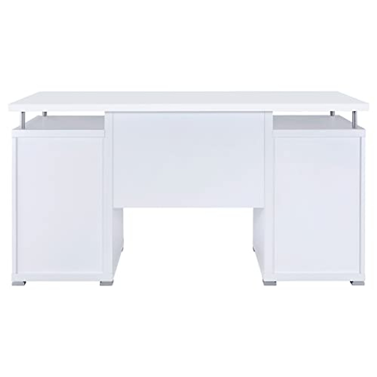 Coaster Furniture Tracy Modern Contemporary 2 Drawer Home Office Computer Desk with Keyboard Tray Storage File Cabinet White 800108