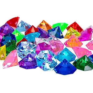 jollylife 36PCS Acrylic Diamond Gems Jewels Pirate Treasure Chest Hunt Party Favors 25 Carat